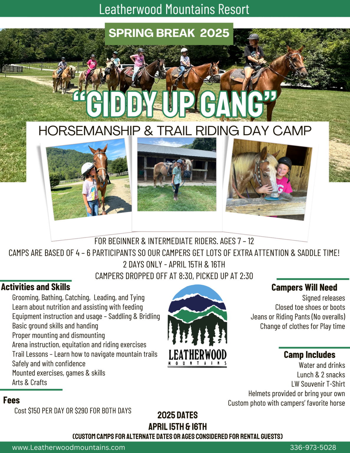 New Spring Break "Giddy Up Gang" Horse Camp for Kids - Leatherwood ...